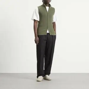 MAISON MARGIELA Knitted Ribbed Zip Vest - Kaki