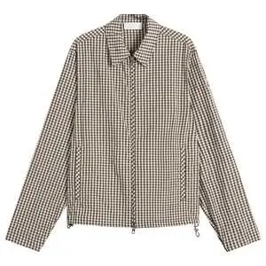 Moncler Checked Zip Up Shirt Jacket - Brown