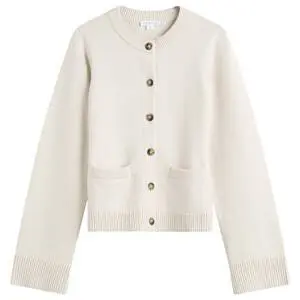 Good American Button Front Knit Cardigan - Vanilla