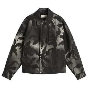 Dries Van Noten Spray Flower Print Cotton Jacket - Black