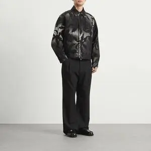 Dries Van Noten Spray Flower Print Cotton Jacket