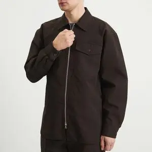 Dries Van Noten Overdyed Double Weave Cotton Shirt Jacket - Brown