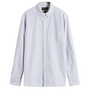 BEAMS Button Down Candy Stripe Shirt - Blue
