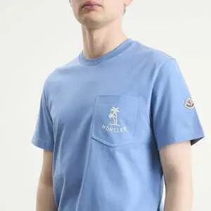 Moncler Palm Logo Pocket T-shirt - Blue