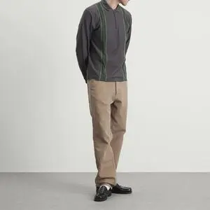 PALMES Lace Long Sleeve Zip Polo - Charcoal