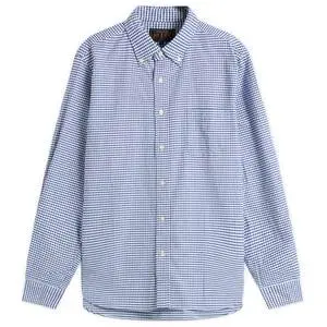 BEAMS Button Down Gingham Oxford Shirt - Blue