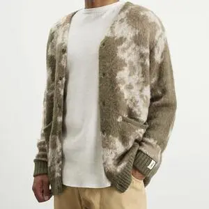 MANASTASH Blurry Jacquard V-neck Cardigan - Grey