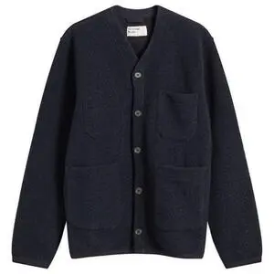 Universal Works Wool Fleece Cardigan - Navy