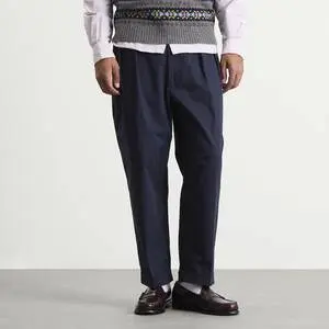 BEAMS 2 Pleat Chino - Navy