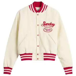 SUNDAYFRUITMARKET Berry Farm Varsity Jacket - Ivory