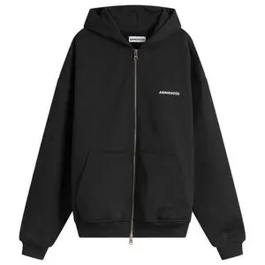 ANNIE HOOD Mini Logo Zip Hoodie - Black
