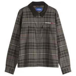 AWAKE NY Plaid Flannel Zip Overshirt - Brown