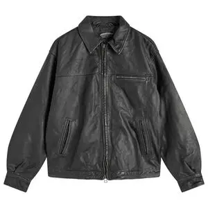 FRIZMWORKS Destroyed Cowhide Leather Jacket - Washed Black