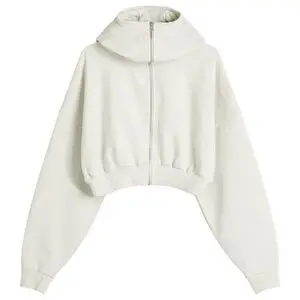 ENTIRE STUDIOS Cropped Full Zip Hoodie - Rice