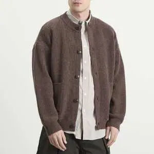 FRIZMWORKS Heavy Wool Round Cardigan - Choco Brown