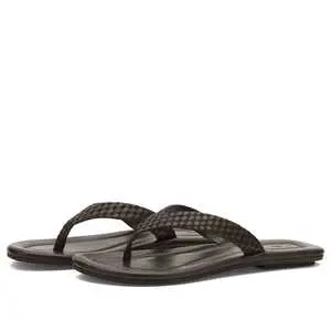 ST. AGNI Lattice Weave Thong Sandals - Coffee