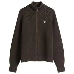 LE PERE Zipper Knit Cardigan - Charcoal