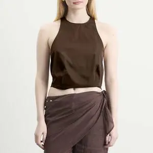 ST. AGNI Paper Taffeta Cocoon Top - Mocha