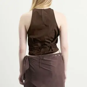 ST. AGNI Paper Taffeta Cocoon Top - Mocha