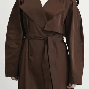 ST. AGNI Paper Taffeta Relaxed Trench Coat - Mocha