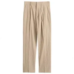 Nn07 Bill Pleated Seersucker Trousers - Fog