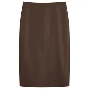 ST. AGNI Paper Taffeta Column Skirt - Mocha