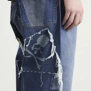MASTERMIND WORLD Patchwork Jacquard Straight Denim Pants