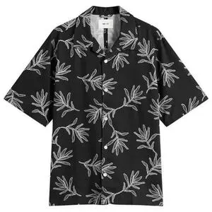 Nn07 Ole Botanical Print Short Sleeve Shirt - Black