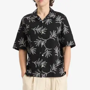 Nn07 Ole Botanical Print Short Sleeve Shirt - Black