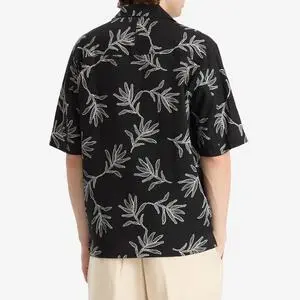 Nn07 Ole Botanical Print Short Sleeve Shirt - Black