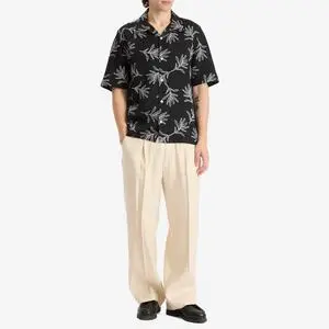 Nn07 Ole Botanical Print Short Sleeve Shirt - Black