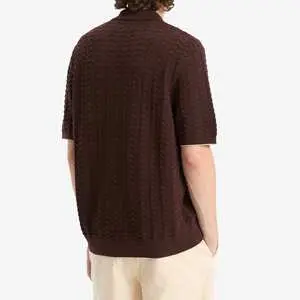 Nn07 Gustav Pointelle Stitch Zip Polo - Coffee