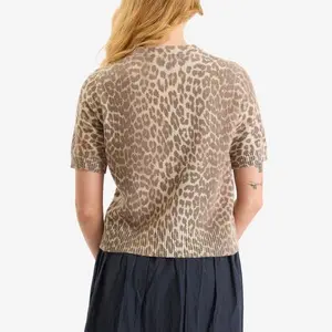 GANNI Print Wool Mix "have A Nice Day!" Knit T-shirt - Leopard