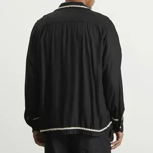 NOMARHYTHM TEXTILE Trim Embroidery Open Collar Shirt