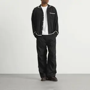 NOMARHYTHM TEXTILE Trim Embroidery Open Collar Shirt
