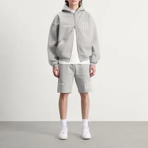 ANNIE HOOD College Sweat Shorts With Embroidered Detailing - Grey/grey