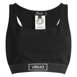Versace Box Logo Sports Crop Top - Black