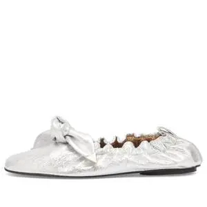 Toga Metallic Leather Ballet Shoes - Silver