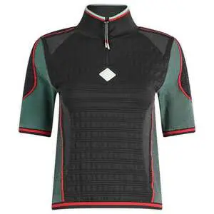 Casablanca Seamless Half Zip Top - Black/mint