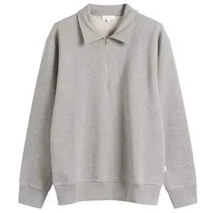 Norse Projects Standard Half Zip Sweatshirt In | Size: | 100% Cotton | End Clothing - Grey Melange