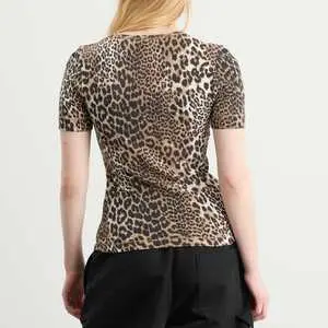 GANNI Soft Cotton Rib Short Sleeve T-shirt In Print