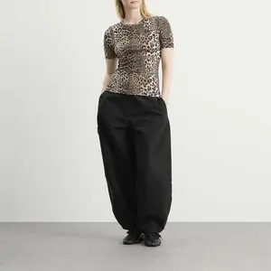GANNI Soft Cotton Rib Short Sleeve T-shirt In Print