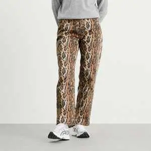 HOUSE OF SUNNY Leopard Print Straight Leg Jeans
