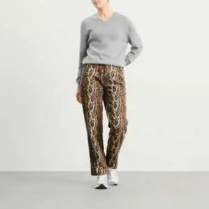 HOUSE OF SUNNY Leopard Print Straight Leg Jeans
