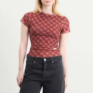 HOUSE OF SUNNY Retro Check Mesh Top