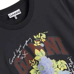 GANNI Rose Logo T-shirt - Phantom