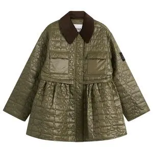 GANNI Shiny Quilt Midi Jacket - Kalamata