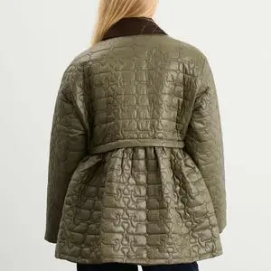 GANNI Shiny Quilt Midi Jacket - Kalamata