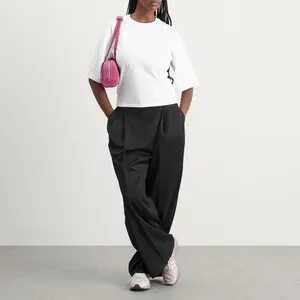 GANNI Calendered Wool Mid Waist Pants