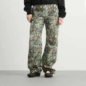 GANNI Printed Stretched Cotton Pants - Jadeite